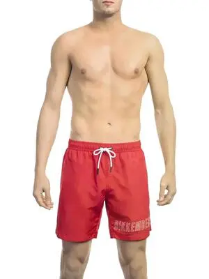 BIKKEMBERGS Logo-print Drawstring Swim Shorts - Red