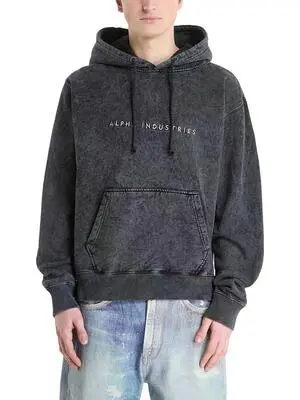 Alpha Industries Acid-wash Logo Hoodie - Black