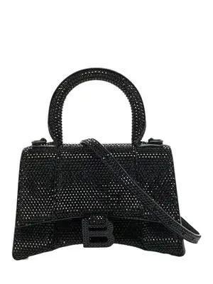 Balenciaga Xs Hourglass Crystal-embellished Tote Bag - Black