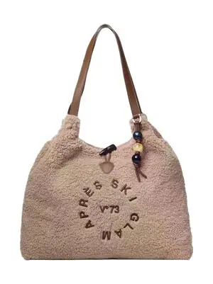 V°73 Ski Glam Teddy-effect Embroidered Shoulder Bag - Neutrals