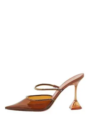 Amina Muaddi Gilda Crystal-embellished Mules - Brown
