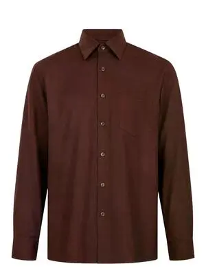 COSTUMEIN Chest-pocket Long-sleeve Shirt - Brown