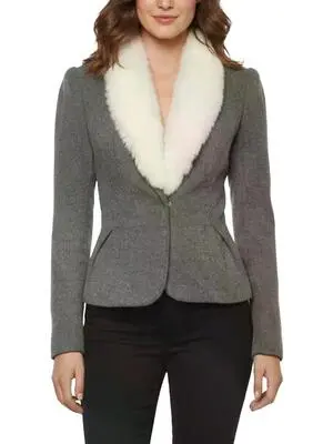 Elisabetta Franchi Faux-fur Trimmed Jacket - Grey