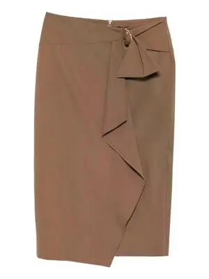 Max Mara Ruffled Buckle-fastening Midi Skirt Brown