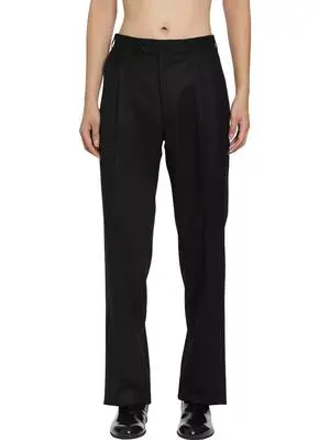 SALON C. LUNDMAN Double-pleat Flannel Trousers - Black