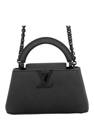 LOUIS VUITTON 2021-2026 Taurillon Mini Capucines East West Satchel - Black