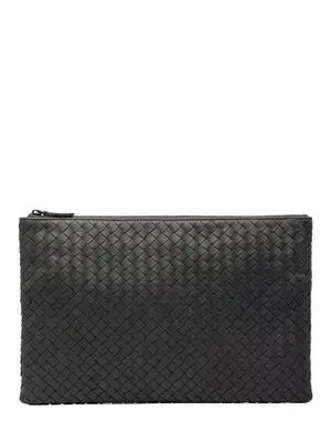 Bottega Veneta 2012-2026 Nappa Intrecciato Zip Clutch Bag - Grey