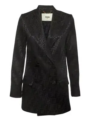Fendi Zucca-pattern Double-breasted Blazer - Black