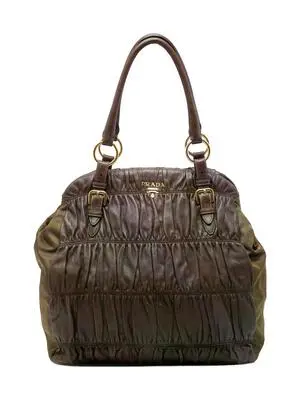Prada 2000-2013 Nappa Gaufre And Tessuto Tote Bag - Brown