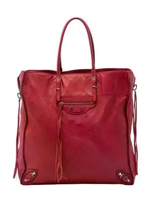 Balenciaga 2012 Leather Papier A5 Zip Around Tote Bag - Red