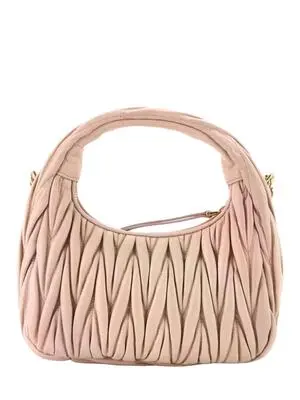 Miu Miu Wander Matelasse Leather Small Hobo Bag Neutrals