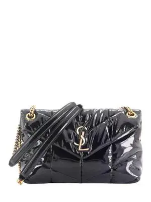 SAINT LAURENT Loulou Puffer Quilted Patent Small Shoulder Bag