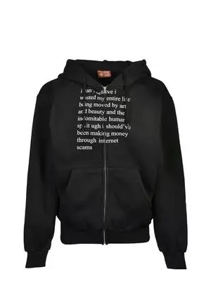 PRAYING Graphic-print Zip-up Hoodie - Black