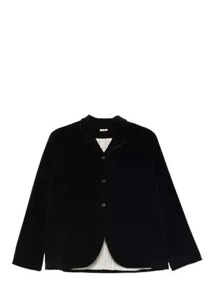 Apuntob Single-breasted Velvet Blazer - Black