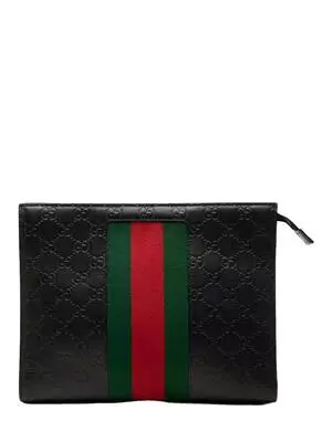 Gucci 2000-2015 Guccissima Web Clutch Bag - Black