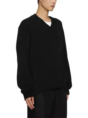 SALON C. LUNDMAN Medium-gauge V-neck Sweater - Black