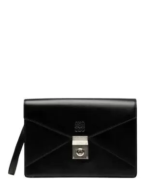 LOEWE 2010 Leather Anagram Envelope Wristlet Clutch Bag