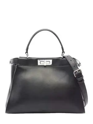 Fendi 2010-2026 Medium Leather Monster Peekaboo Iconic Satchel - Black