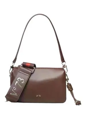 V°73 Zircone Knotted Logo-plaque Shoulder Bag - Brown
