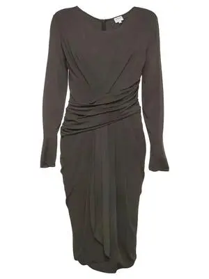 ARMANI Draped Long-sleeve Midi Dress - Green