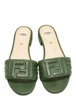 Fendi Ff Logo Sandals - Green