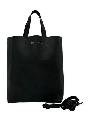 Celine 2015 Small Grained Calfskin Vertical Cabas Tote Satchel - Black