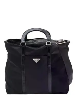 Prada Re-nylon Saffiano Leather Tote Bag - Black