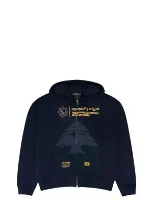 MURD333R.FM X Ultra Software Graphic-print Zip-up Hoodie - Blue