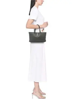 Bottega Veneta 2012-2026 Medium Nappa Intrecciato Capri Tote Bag - Grey