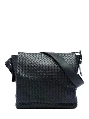 Bottega Veneta 2012-2026 Nappa Intrecciato Flap Crossbody Bag - Black