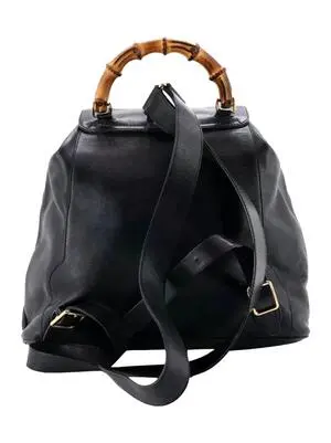 Gucci Vintage Bamboo Leather Medium Backpack - Black