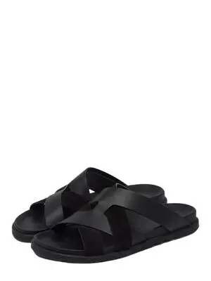 Hermès Kazimir Leather Suede Sandals - Black