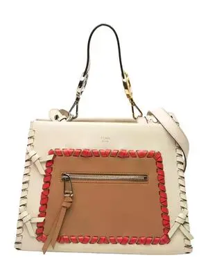 Fendi 2000-2010 Small Bicolor Calfskin Whipstitch Runway Satchel - Brown