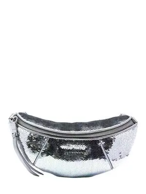 Miu Miu 2010-2026 Metallic Calfskin Sequin Embellished Belt Bag - Silver