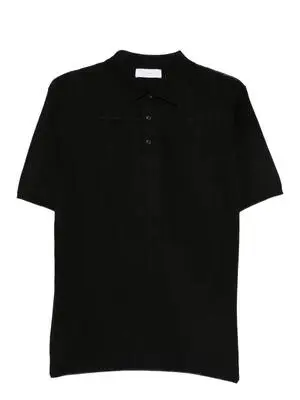 DIKTAT Ribbed-knit Polo Shirt - Black