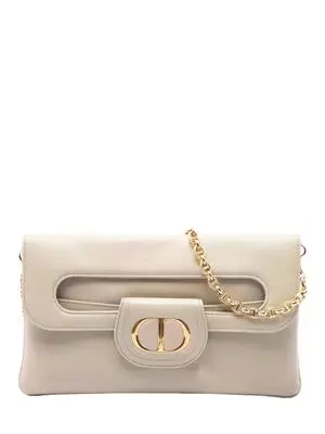 Dior 2021 Medium Calfskin Diordouble Chain Bag Crossbody Bag - Neutrals