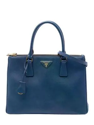 Prada 2010-2026 Medium Saffiano Lux Galleria Double Zip Satchel - Blue