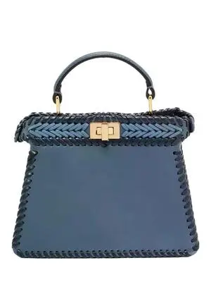 Fendi 2025 Petite Peekaboo Iseeu Woven Tote Bag - Blue