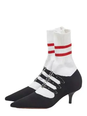 Marni Knit Pointed Toe Ankle Boots - Black