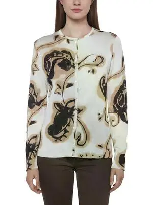 Dior Abstract-print Knitted Camisole Top And Cardigan Set - Neutrals