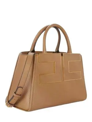 Elisabetta Franchi Logo-plaque Pebbled Tote Bag - Brown