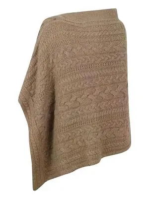 Ermanno Scervino Cable-knit Cashmere Poncho - Neutrals