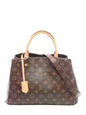 LOUIS VUITTON 2015 Mm Montaigne Monogram Canvas Tote Bag - Brown