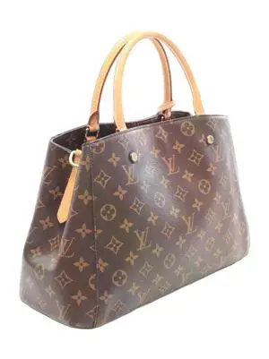 LOUIS VUITTON 2015 Mm Montaigne Monogram Canvas Tote Bag - Brown