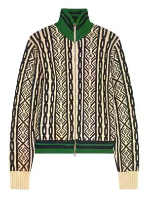 Dries Van Noten Geometric-pattern Zip-up Cardigan - Neutrals