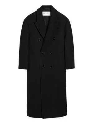 AMI Paris Long Double Breasted Wool Coat - Black