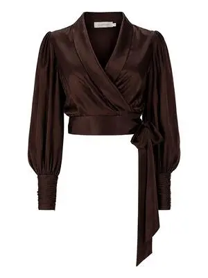 Zimmermann Blusa "wrap" In Seta - Brown