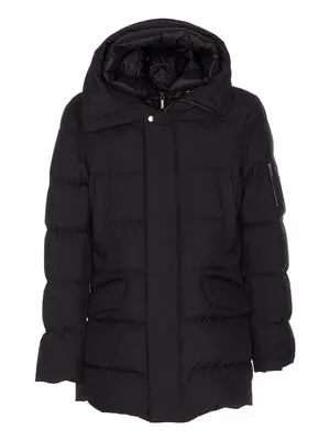 MOORER Moorer Davide-STP Padded Hooded Drawstring Jacket Black