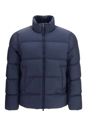 Woolrich Duck Down Puffer Coat In Quilted Nylon - Navy