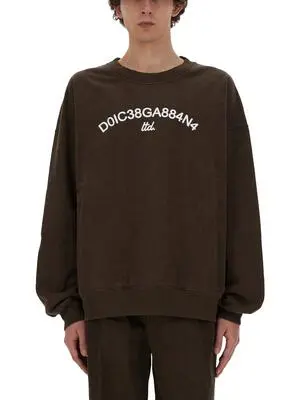Dolce & Gabbana Cotton Sweatshirt With Logo For - Brown